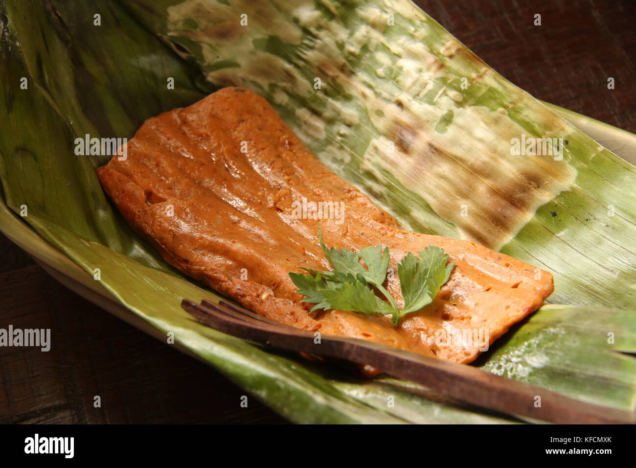 Otah-otah, Grilled Spicy Fish Cake in Banana Leaf Parcels Stock Photo ...