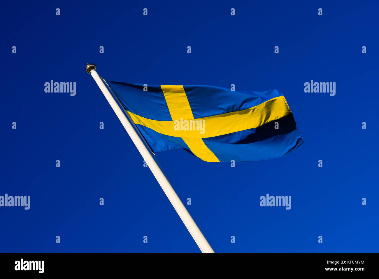 Sweden, Swedish Standard, outdoors. Blue and yellow, sky and sun Stock ...