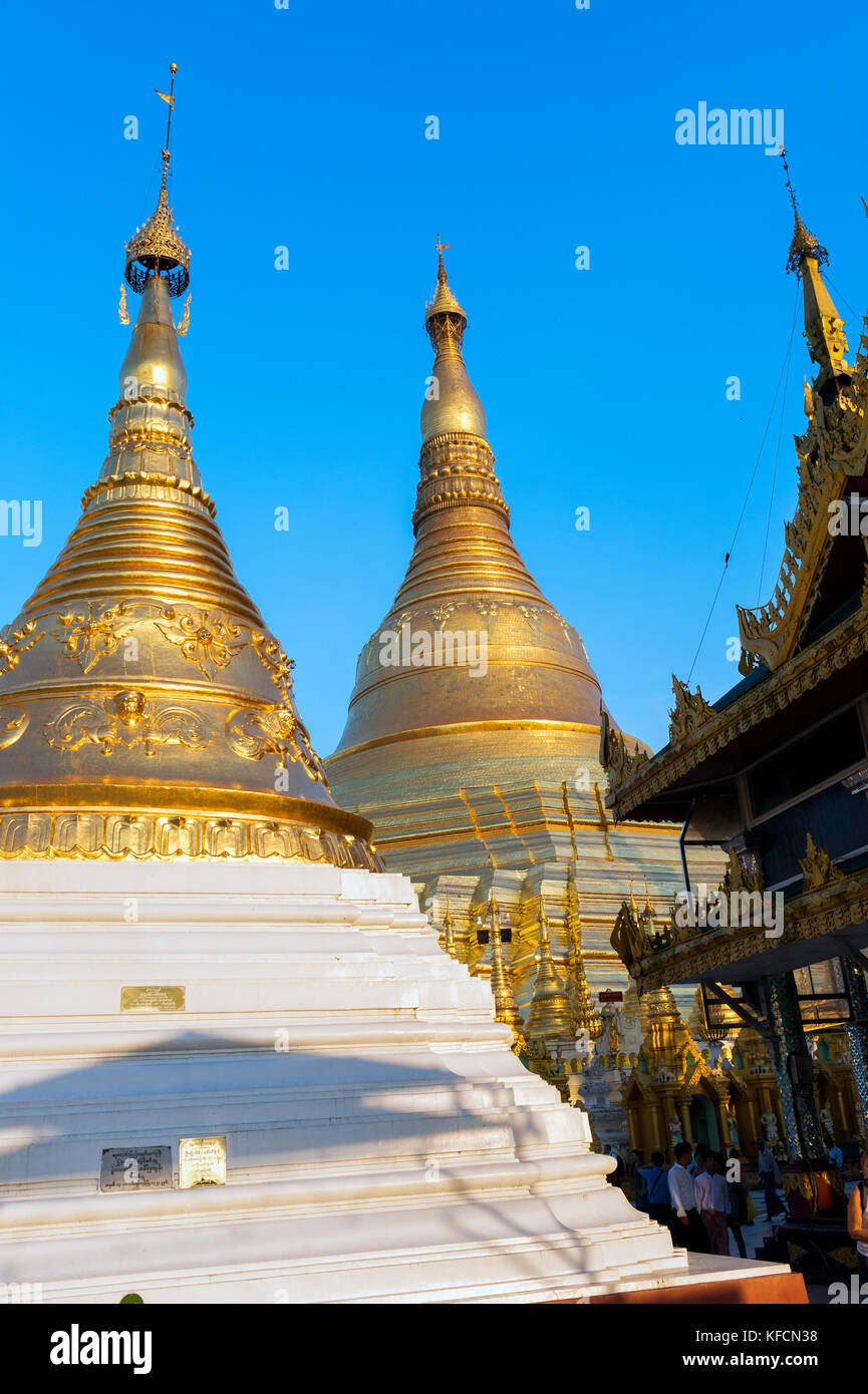 Myanmar (formerly Burma). Yangon. (Rangoon). The Stupa of the Shwedagon ...