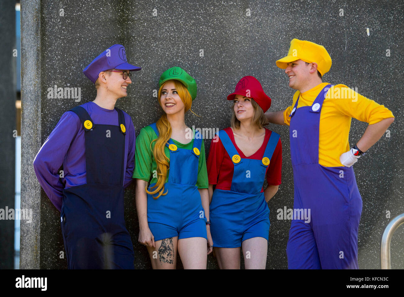 Cosplayers dressed as characters from the Nintendo Mario series arrive ...