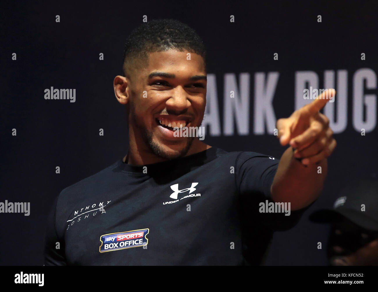 Anthony Joshua during the weigh-in at Motorpoint Arena Cardiff Stock ...