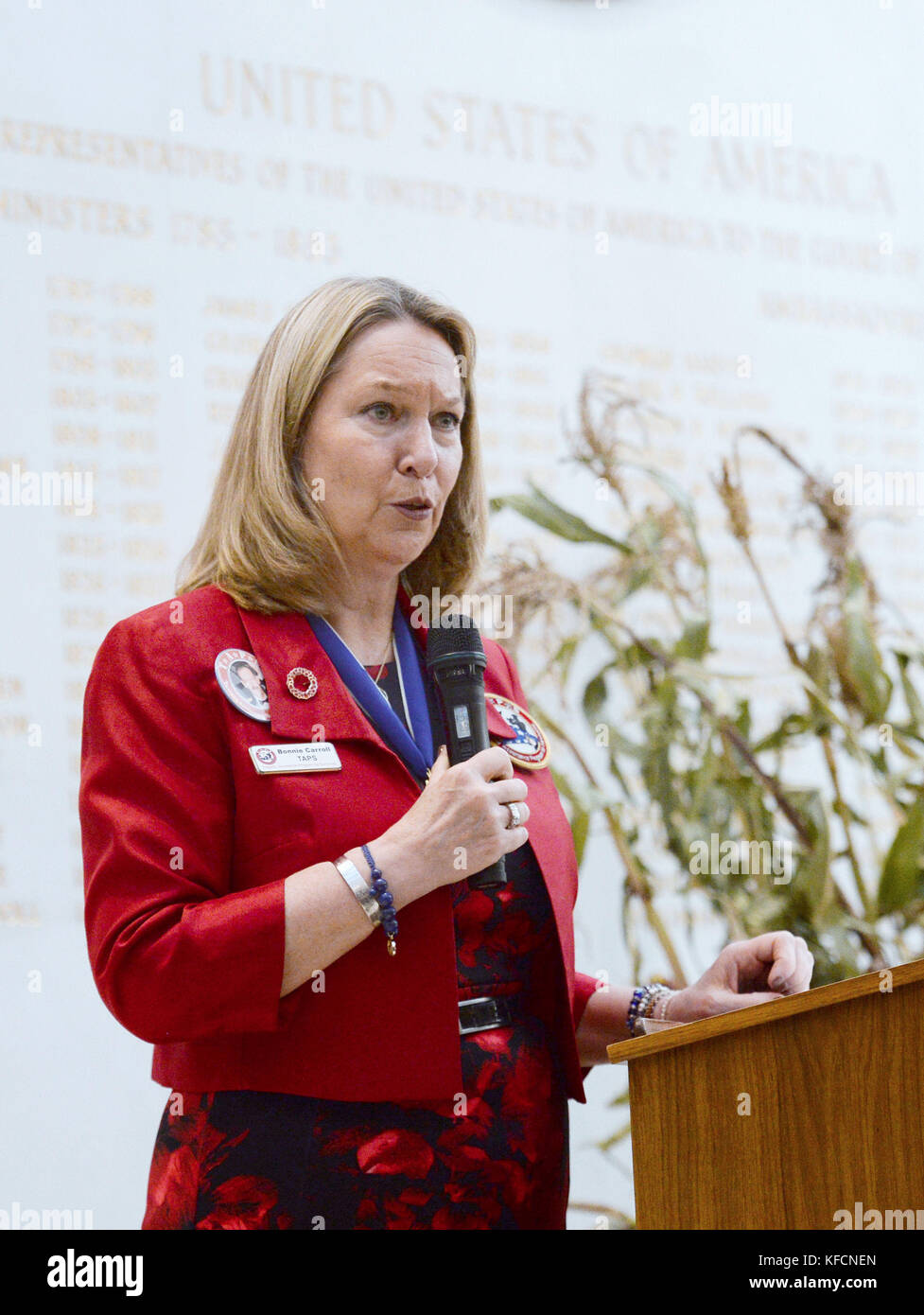 TAPS President, Bonnie Carroll speaking at a Tragedy Assistance Program ...