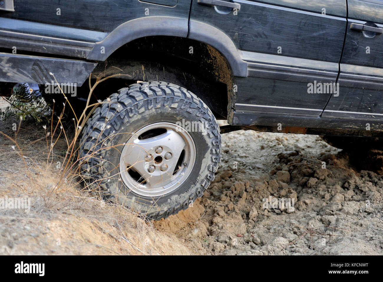 A big wheel of off-road car in close up Stock Photo - Alamy