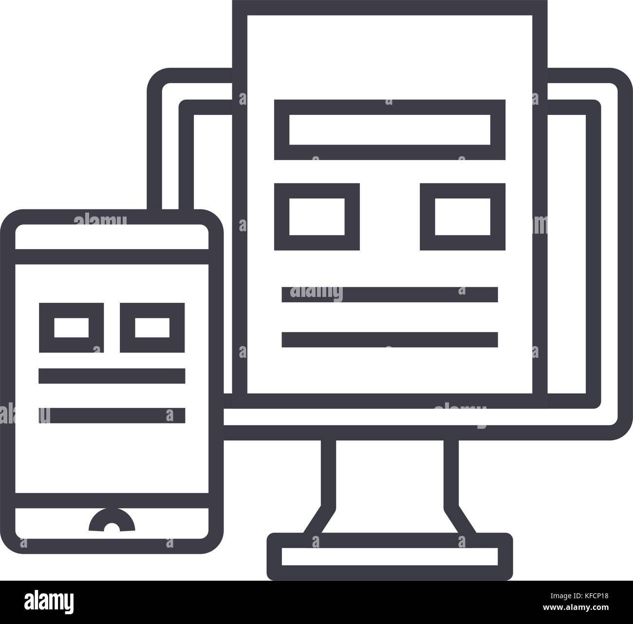adaptive interface concept vector thin line icon, symbol, sign ...