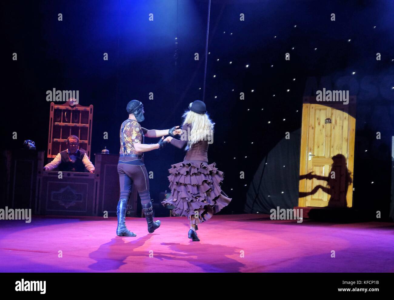 circus act unicycle and steampunk Stock Photo - Alamy