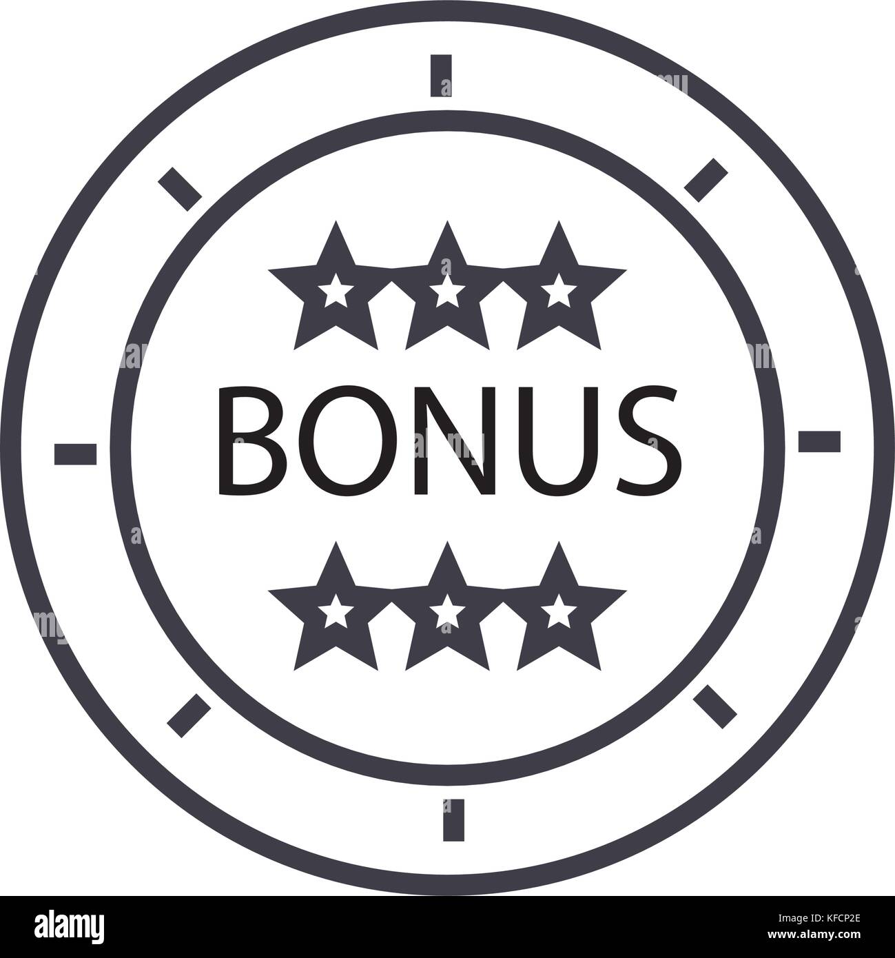 bonus coin concept vector thin line icon, symbol, sign, illustration on ...