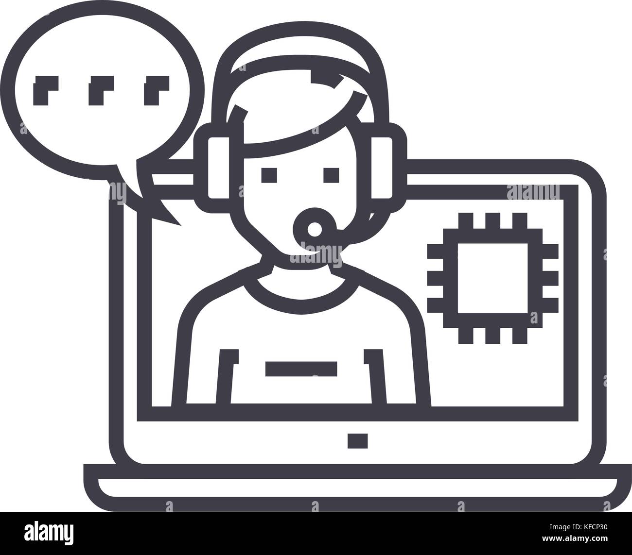 client technical service concept vector thin line icon, symbol, sign ...