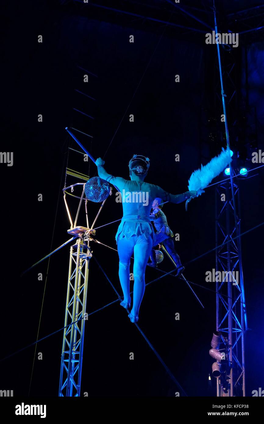 circus performers tight rope walkers Stock Photo - Alamy