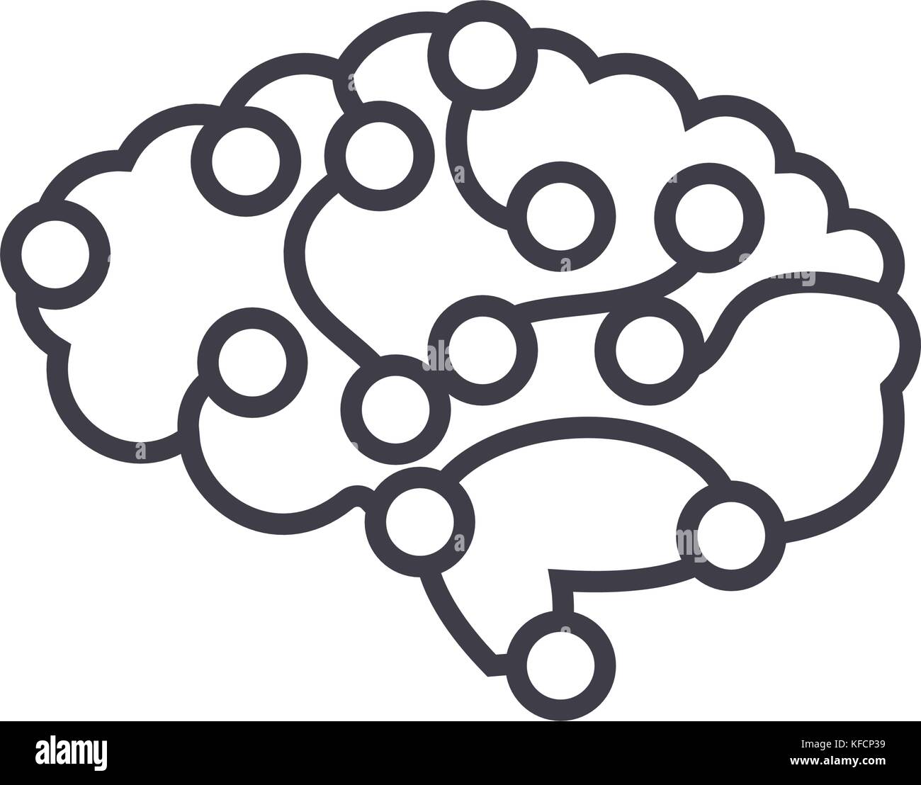 computer brain concept vector thin line icon, symbol, sign ...
