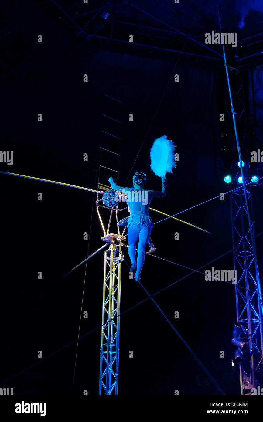 circus performers tight rope walkers Stock Photo - Alamy