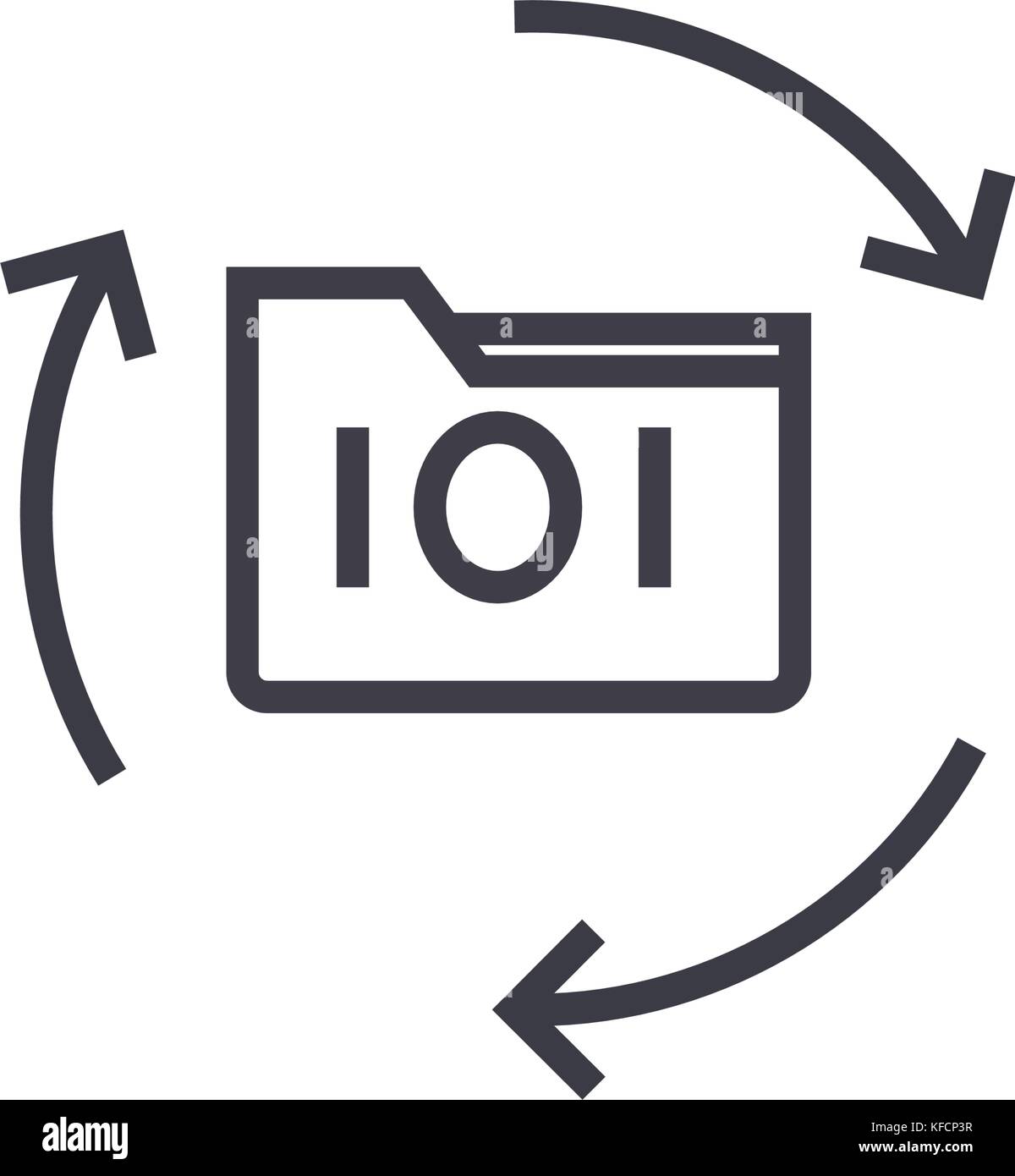 data backup concept vector thin line icon, symbol, sign, illustration ...