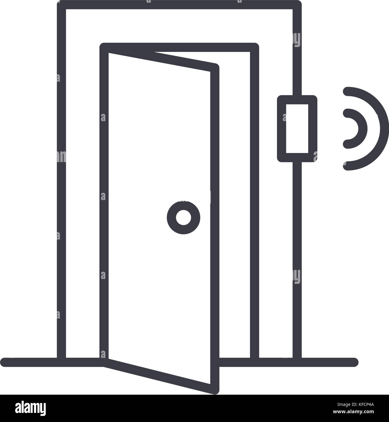 door signal security concept vector thin line icon, symbol, sign ...