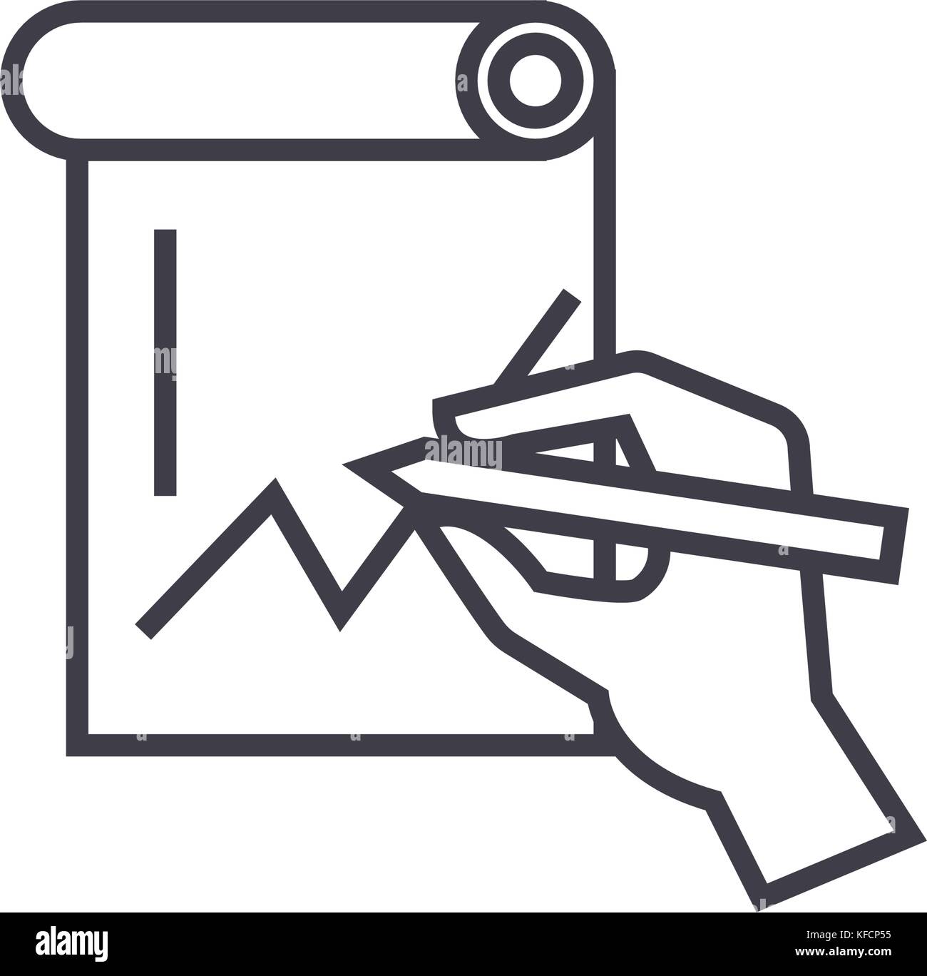 hand drawing graph concept vector thin line icon, symbol, sign ...