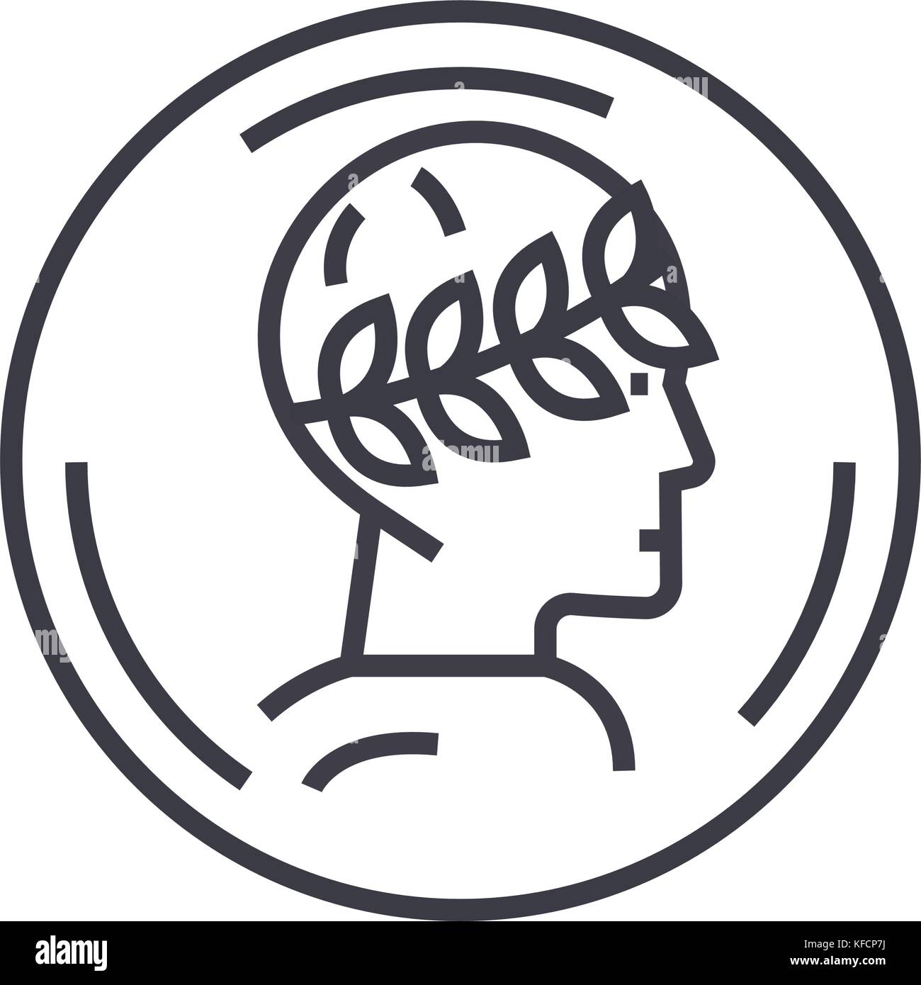 Roman Emperor profile concept vector thin line icon, symbol, sign ...