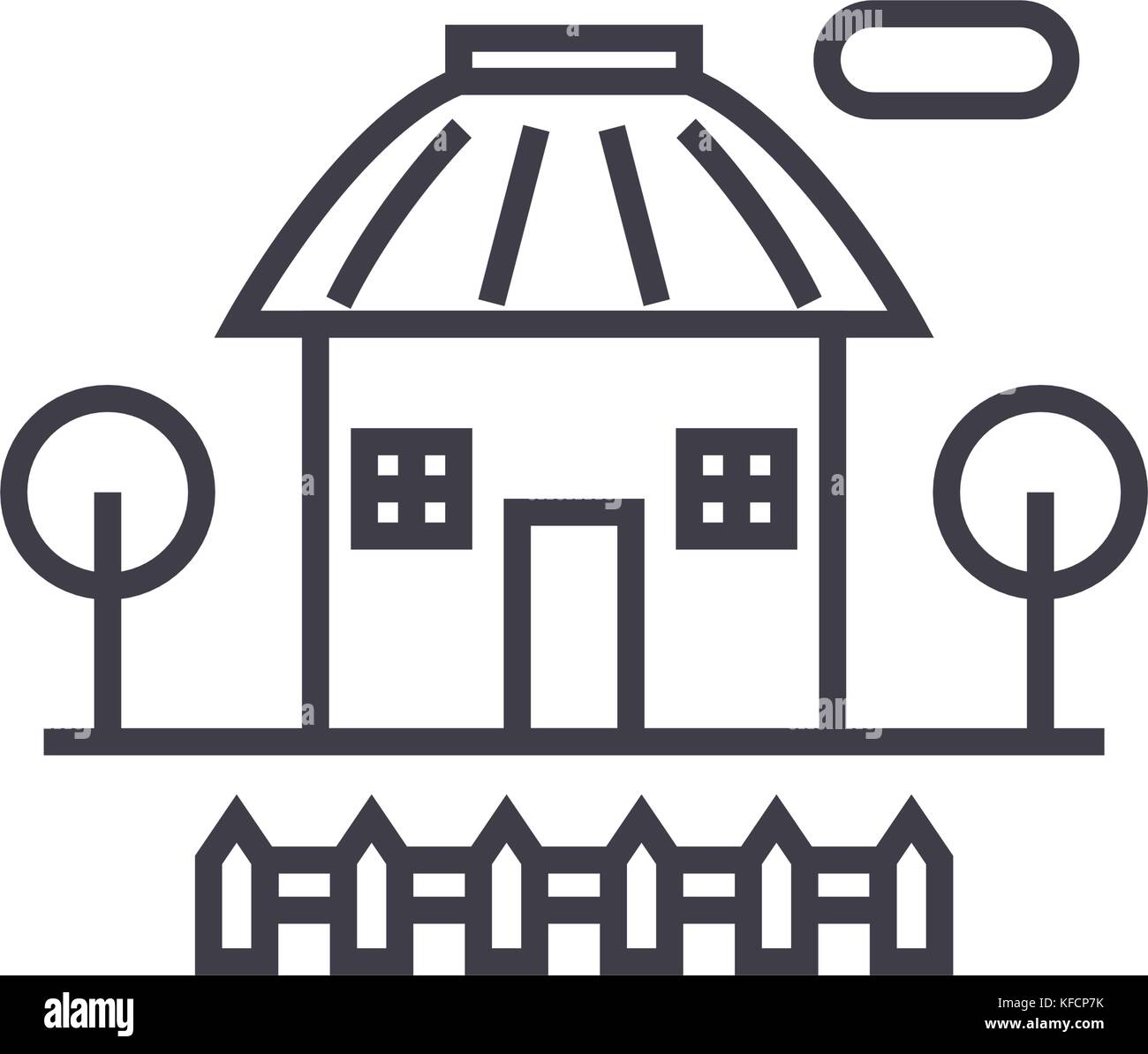 rural house concept vector thin line icon, symbol, sign, illustration ...