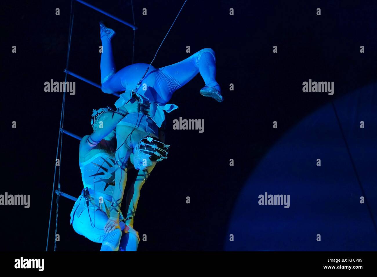 circus performers tight rope walkers acrobatics Stock Photo - Alamy