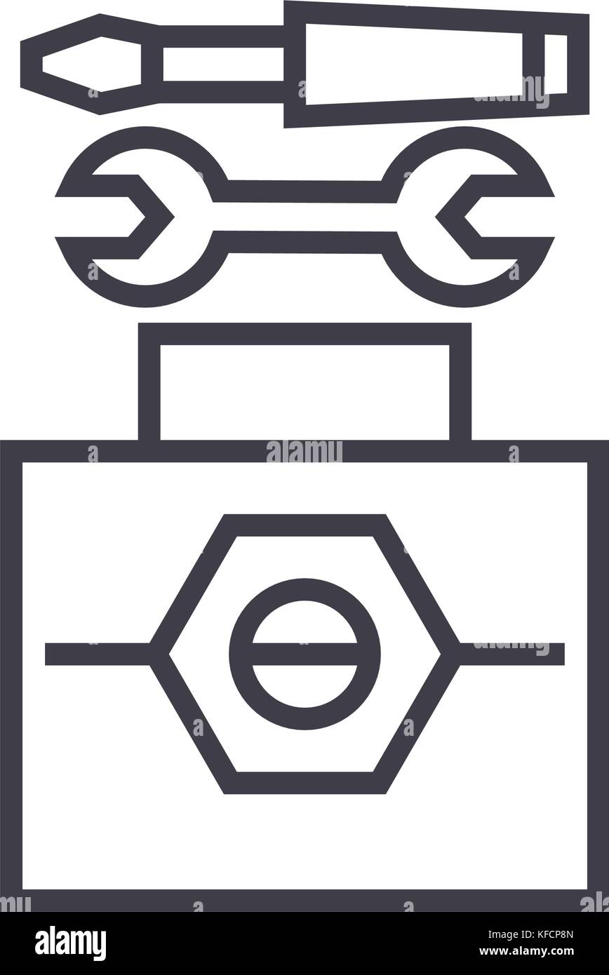 technical tools concept vector thin line icon, symbol, sign ...