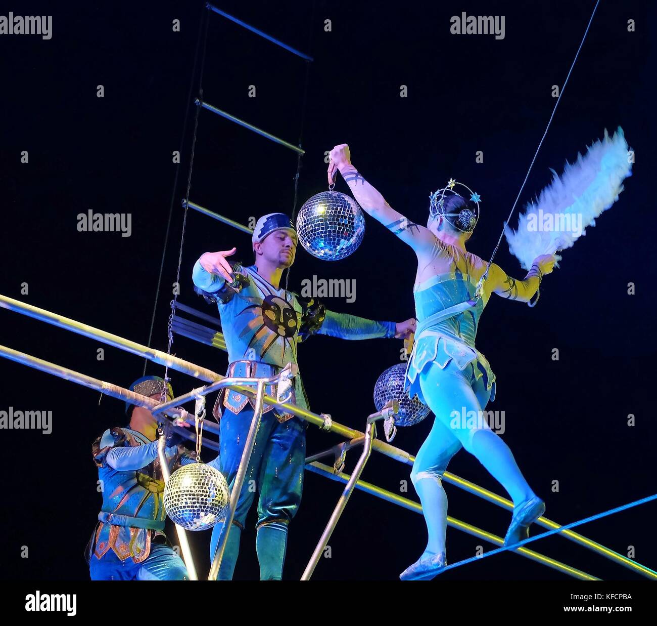 circus performers tight rope walkers Stock Photo - Alamy