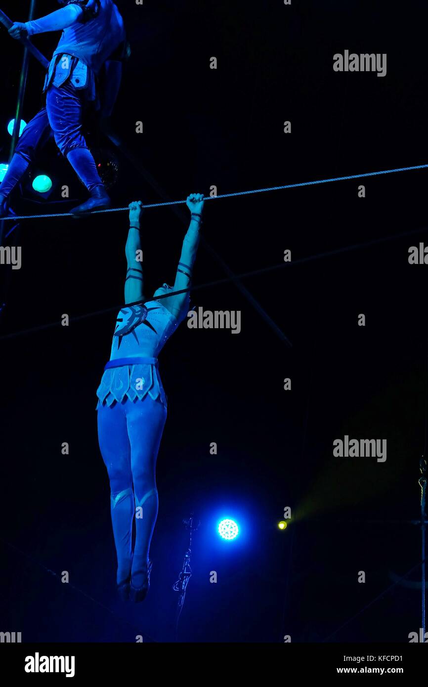 circus performers tight rope act Stock Photo - Alamy