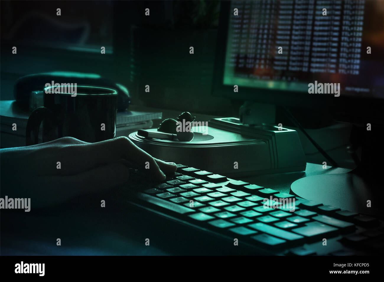 Typing on keyboard night dark hi-res stock photography and images - Alamy