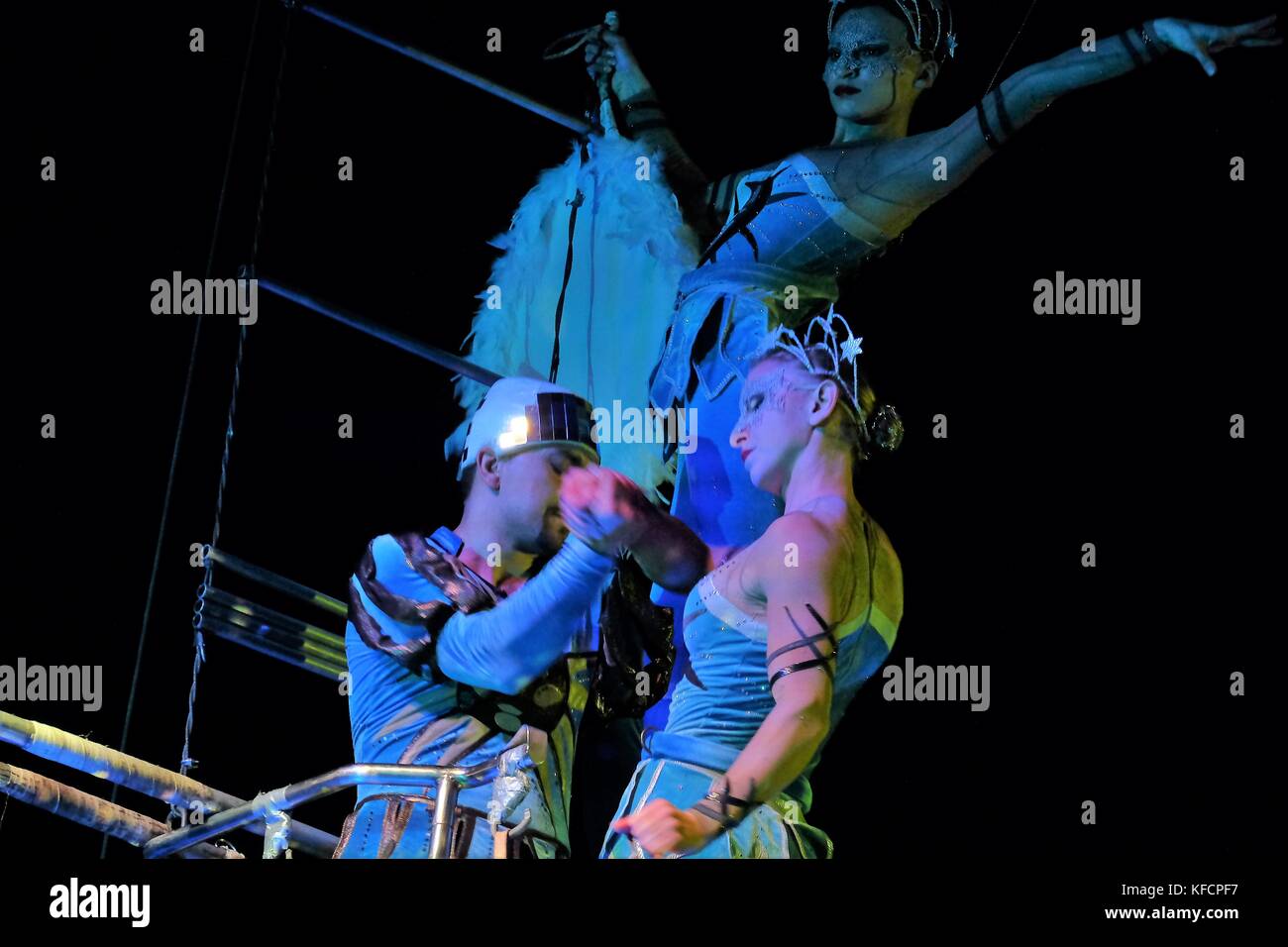 circus performers tight rope walker Stock Photo - Alamy