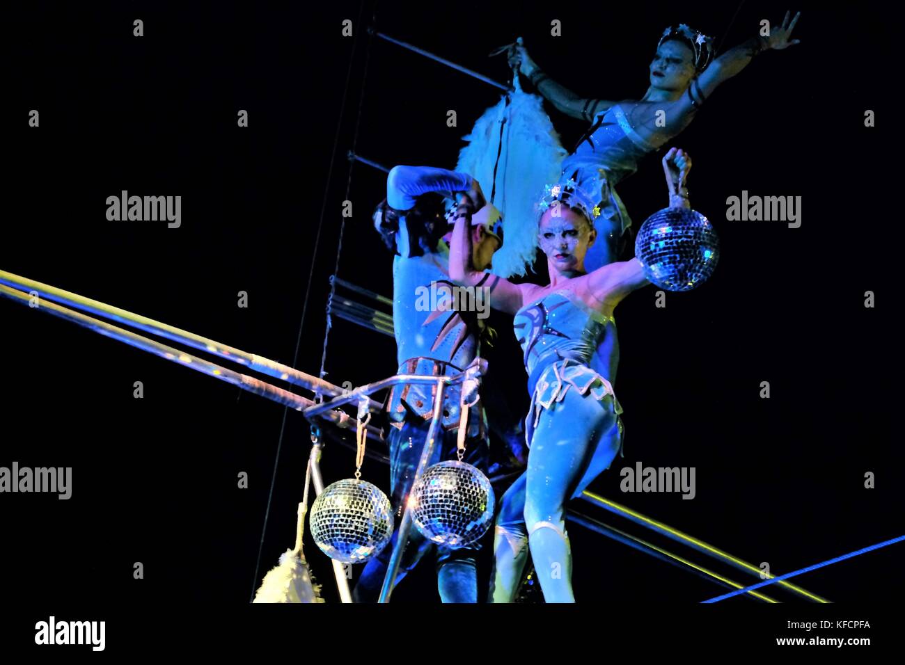 circus performers tight rope walker Stock Photo - Alamy