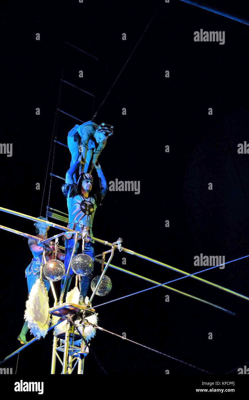 circus performers tight rope walker Stock Photo - Alamy