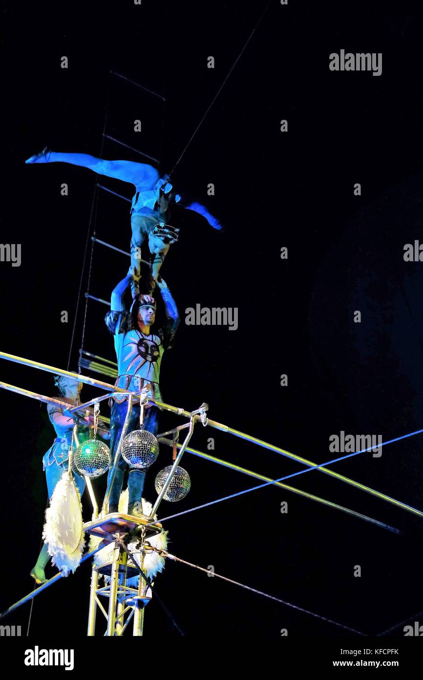circus performers tight rope walker Stock Photo - Alamy