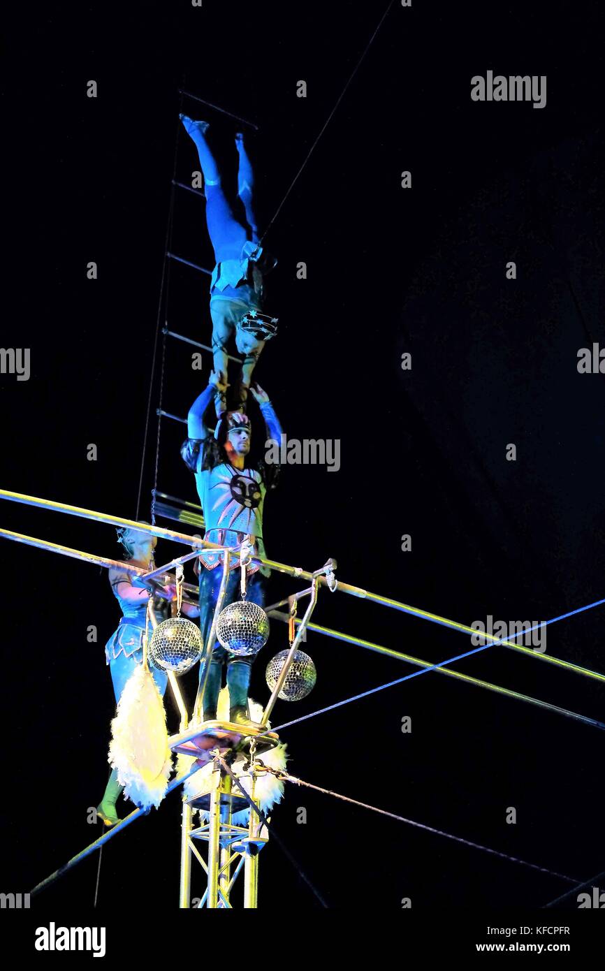 circus performers tight rope walker Stock Photo - Alamy