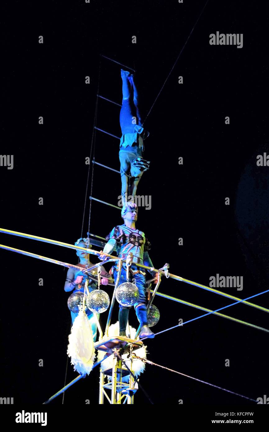 circus performers tight rope walker Stock Photo - Alamy