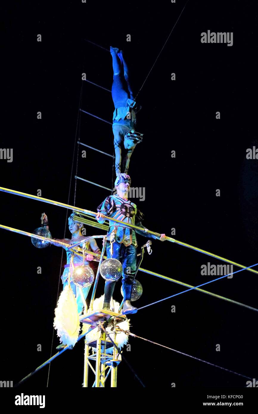 circus performers tight rope walker Stock Photo - Alamy