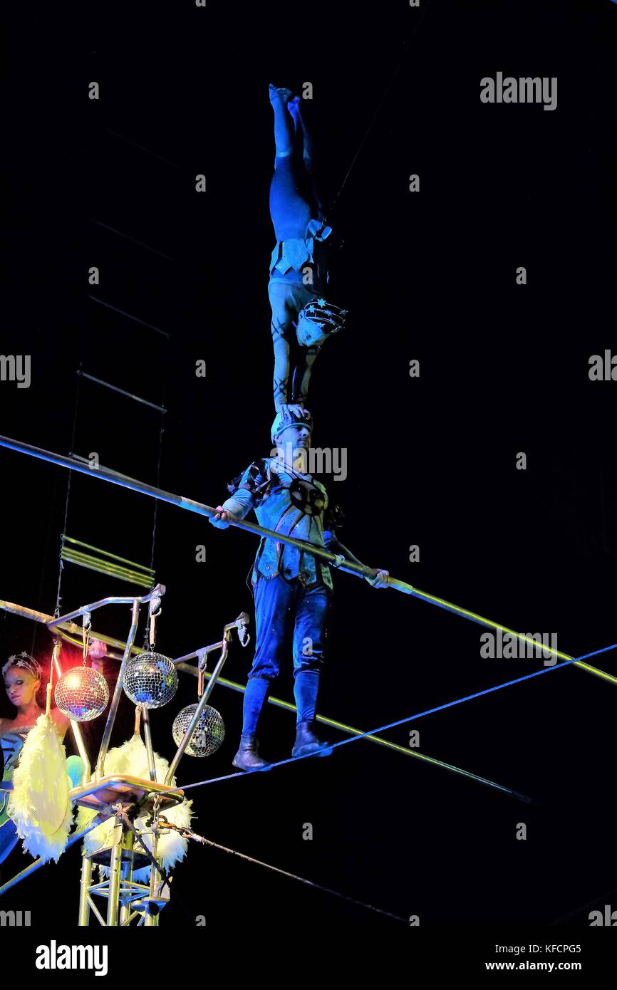 circus performers tight rope walker Stock Photo - Alamy