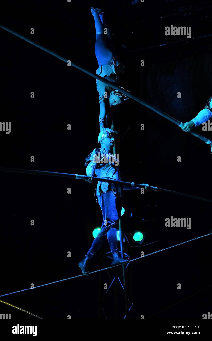 circus performers tight rope walker Stock Photo - Alamy