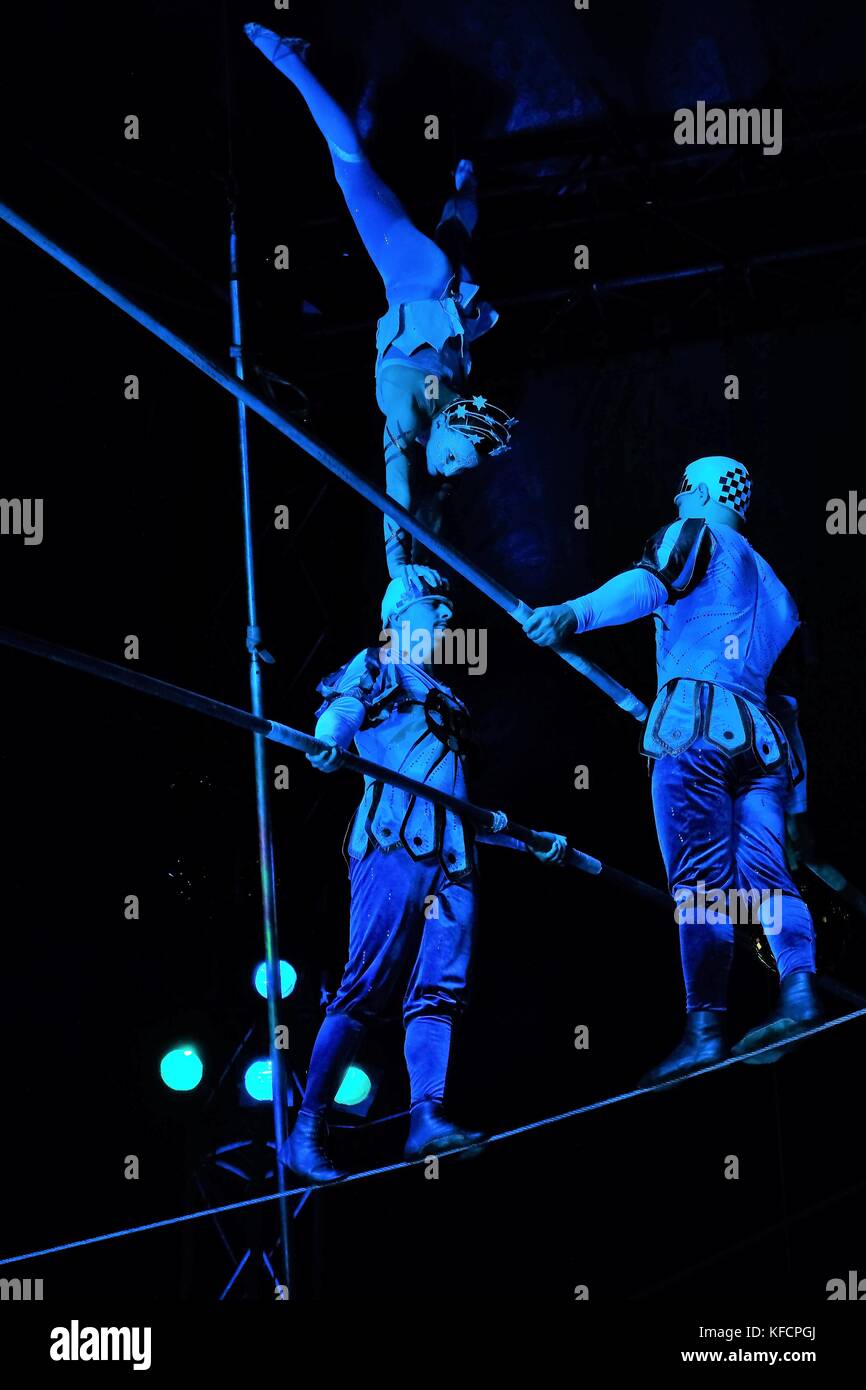 circus performers tight rope walker Stock Photo - Alamy