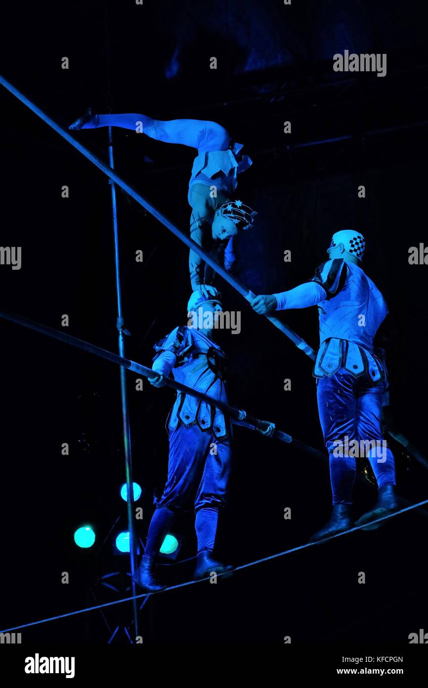 circus performers tight rope walker Stock Photo - Alamy