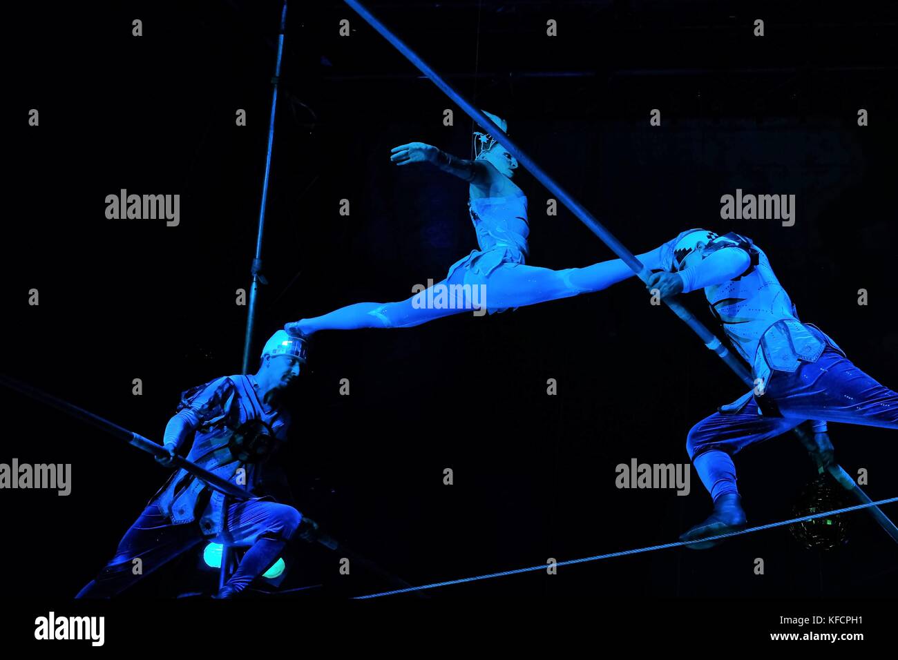 circus performers tight rope walker Stock Photo - Alamy