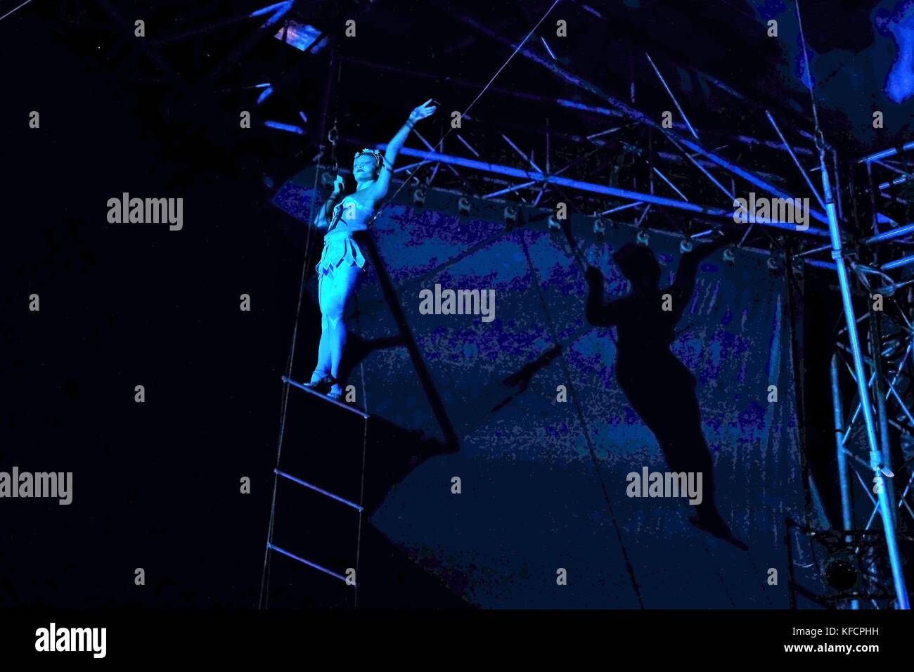 circus performers tight rope walker Stock Photo - Alamy