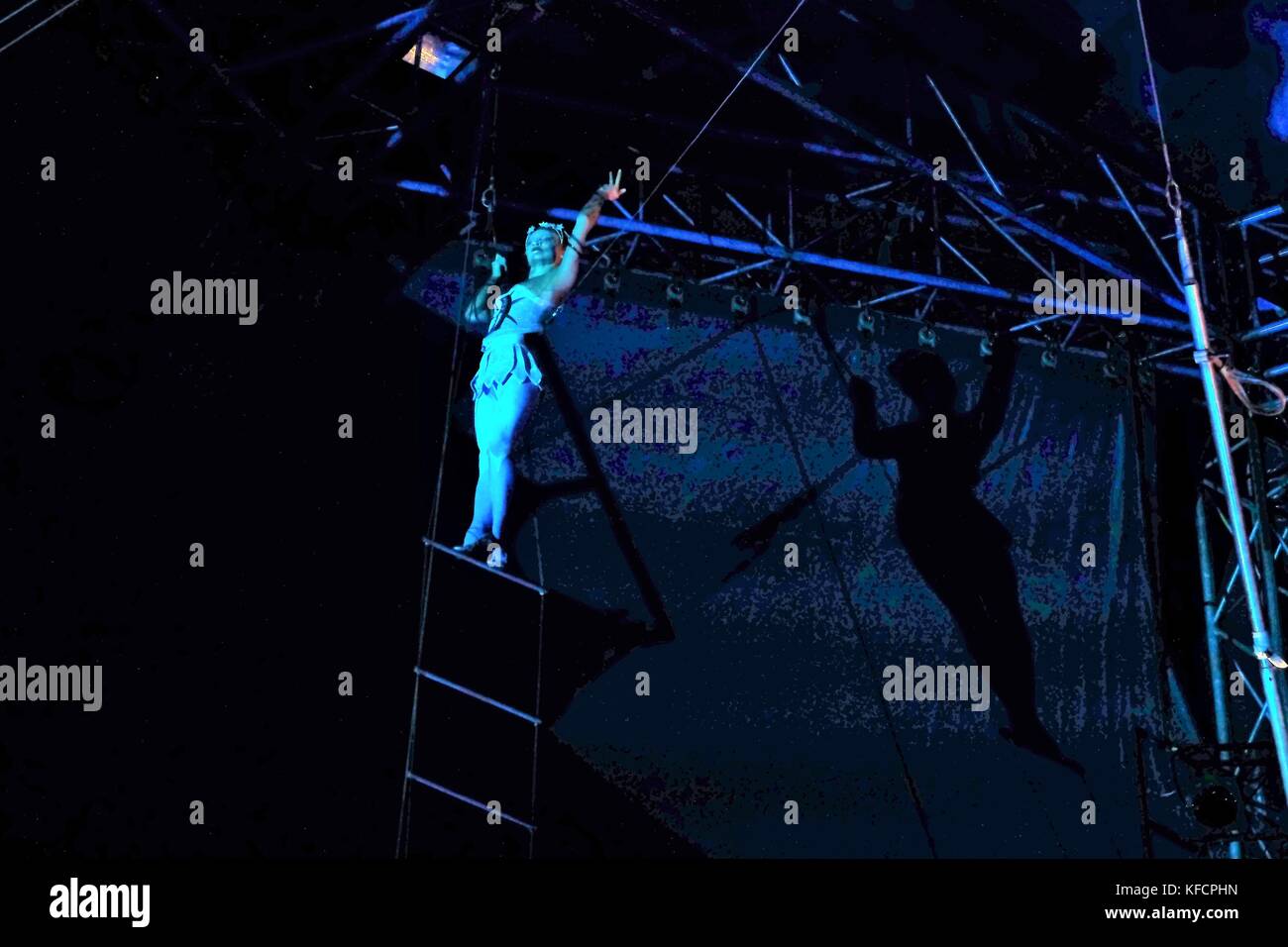 circus performers tight rope walker Stock Photo - Alamy