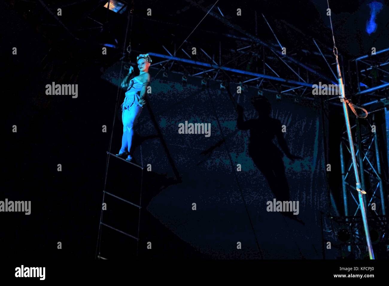 circus performers tight rope walker Stock Photo - Alamy