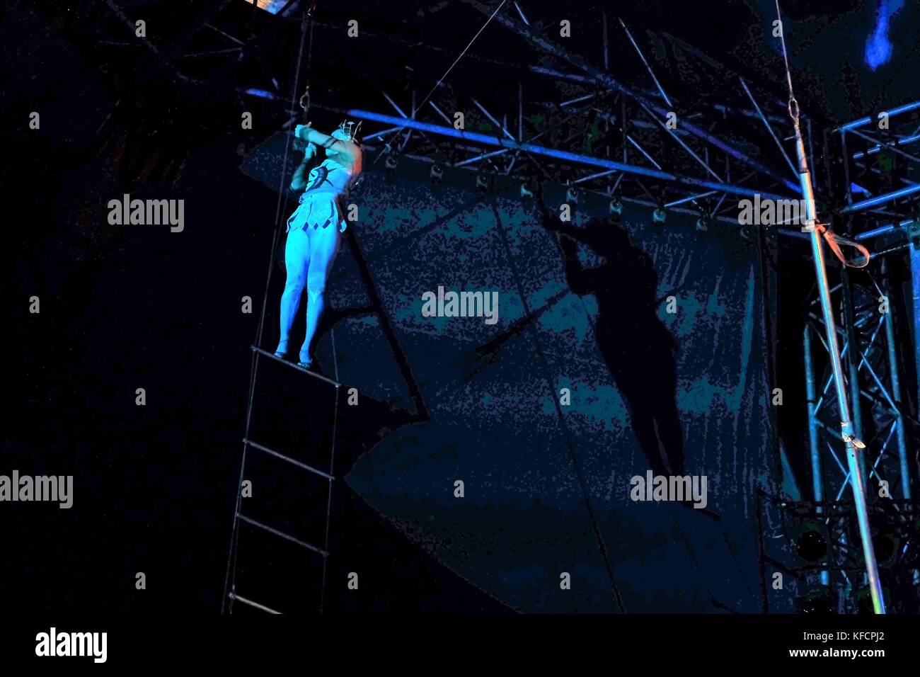 circus performers tight rope walker Stock Photo - Alamy