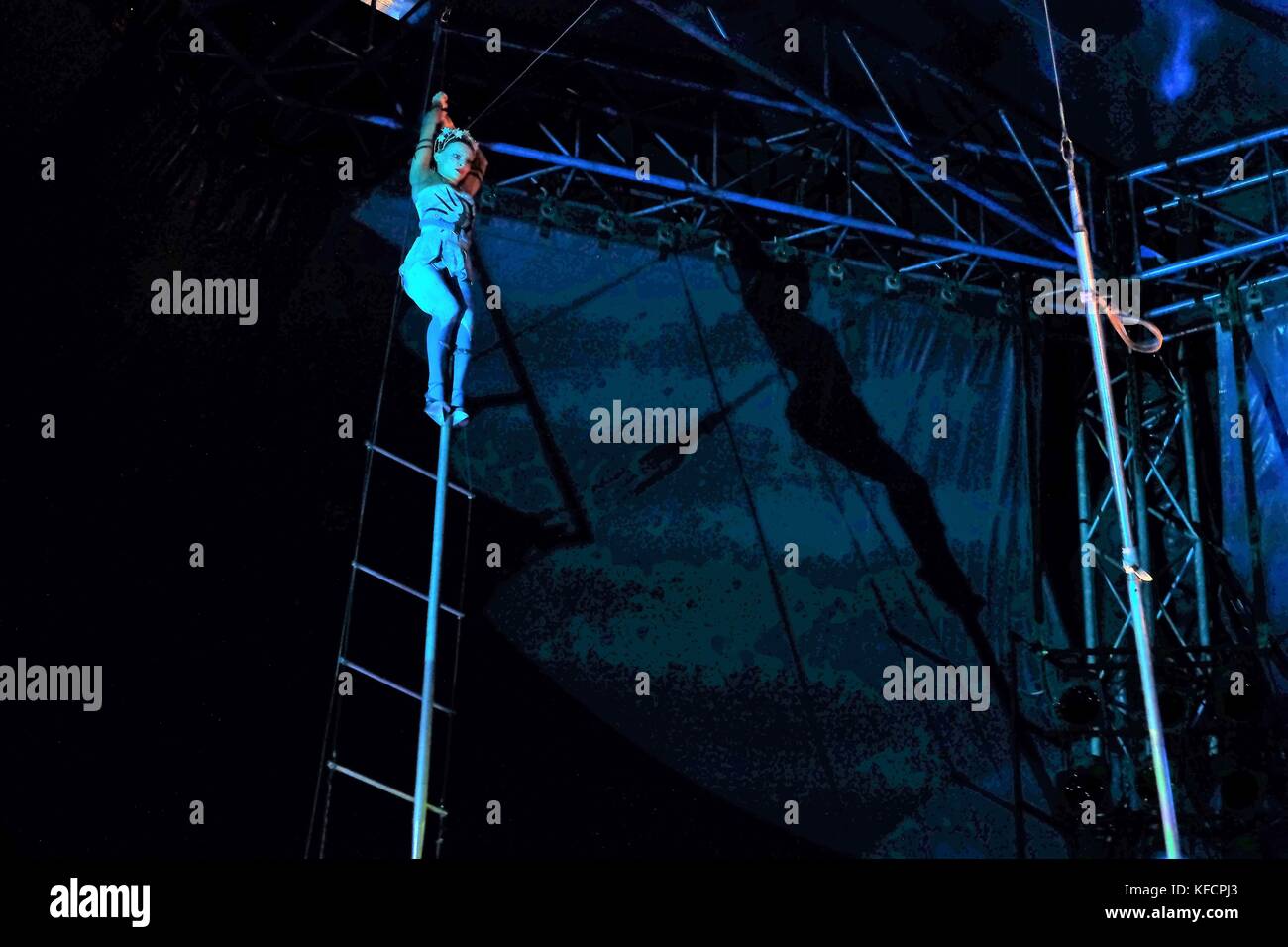 circus performers tight rope walker Stock Photo - Alamy