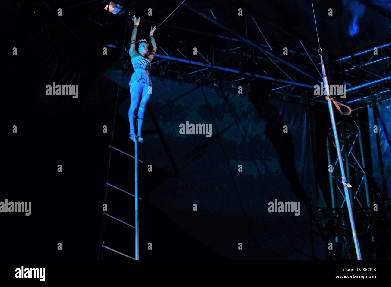 circus performers tight rope walker Stock Photo - Alamy