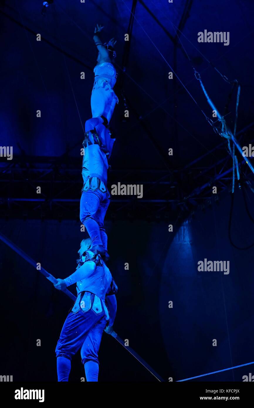 circus performers tight rope walker Stock Photo - Alamy