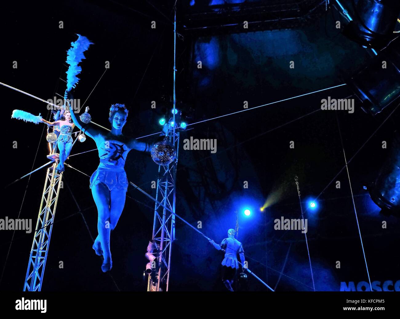 circus performers tight rope walkers Stock Photo - Alamy