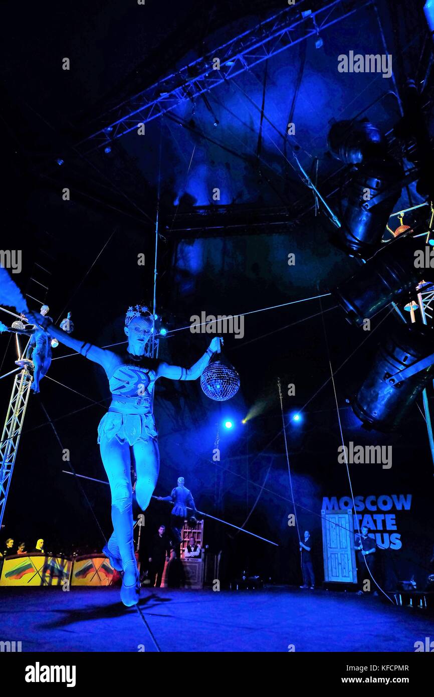 circus performers tight rope walkers Stock Photo - Alamy