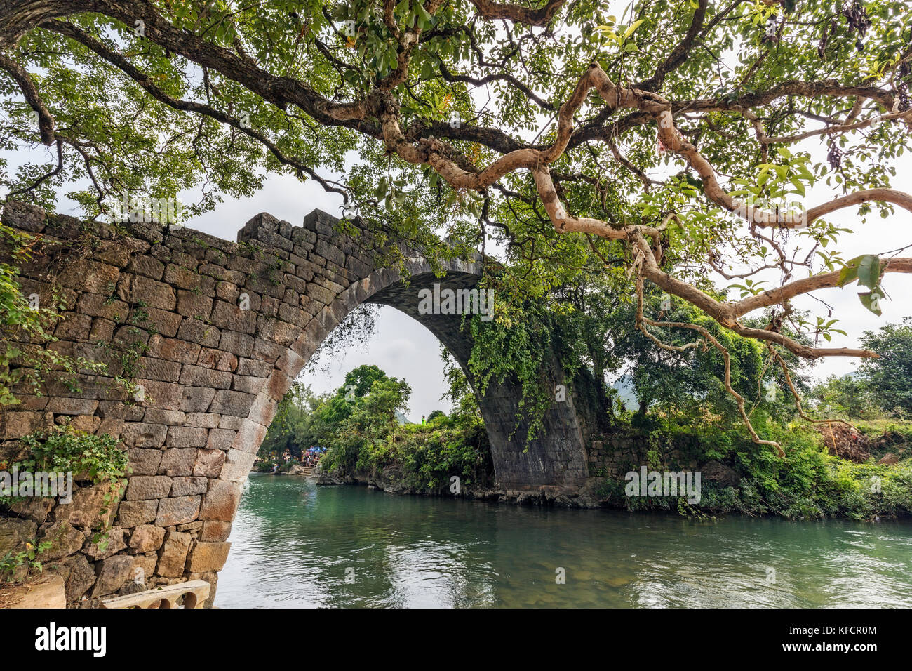 Stock Photo - Yangshuo, China at the Dragon Bridge spanning the Li ...