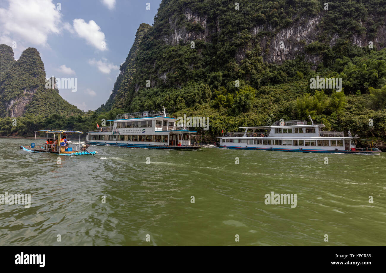 Stock Photo - Tourist cruise boats on the Li river near Yangshuo ...