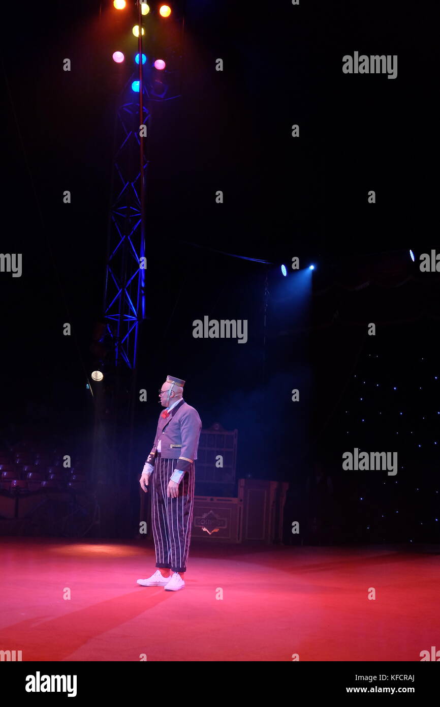 circus performers stripey trousers and hat Stock Photo - Alamy