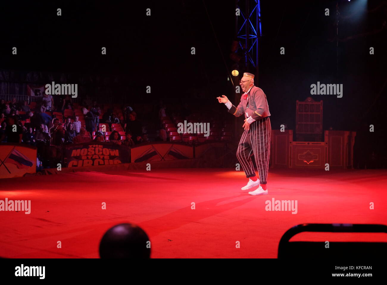 circus performers stripey trousers and hat Stock Photo - Alamy