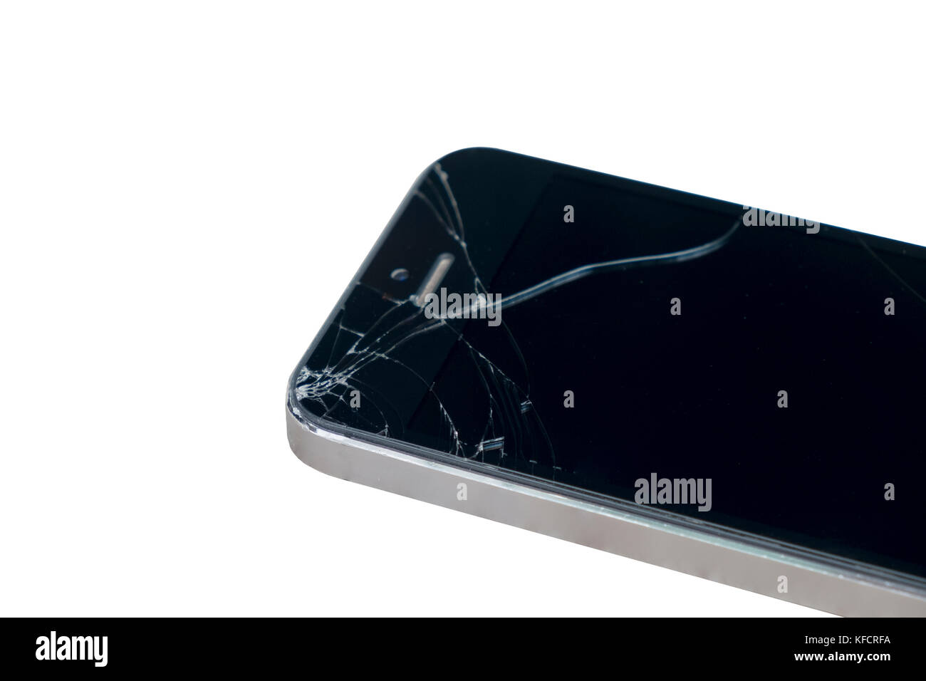 Broken smart phone isolated on white background Stock Photo - Alamy